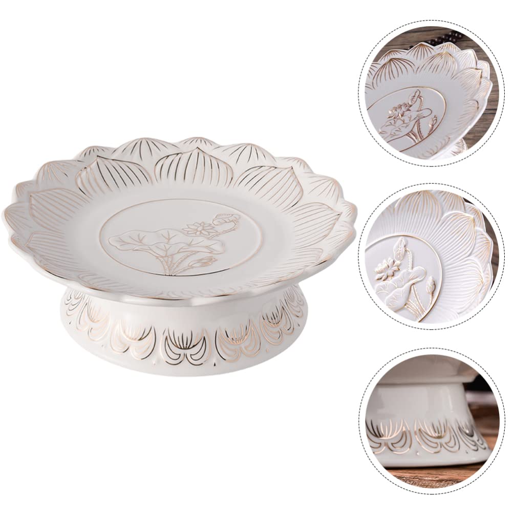 Cabilock Buddhist Offering Plate Snack Container Ceramic Buddhist Fruit Plate Buddhist Supplies Offering Plate Temple Ceramic Tray Jewelry Tray Ceramics Offering Bowl