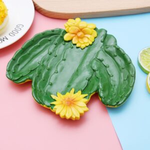 Cabilock Dried Fruit Plate Resin Dried Fruit Dish Simulation Plants Nut Plate Decorative Jewelry Tray Candies Snack Serving Plates for Home Party (Green Cactus) Resin Nut Dish