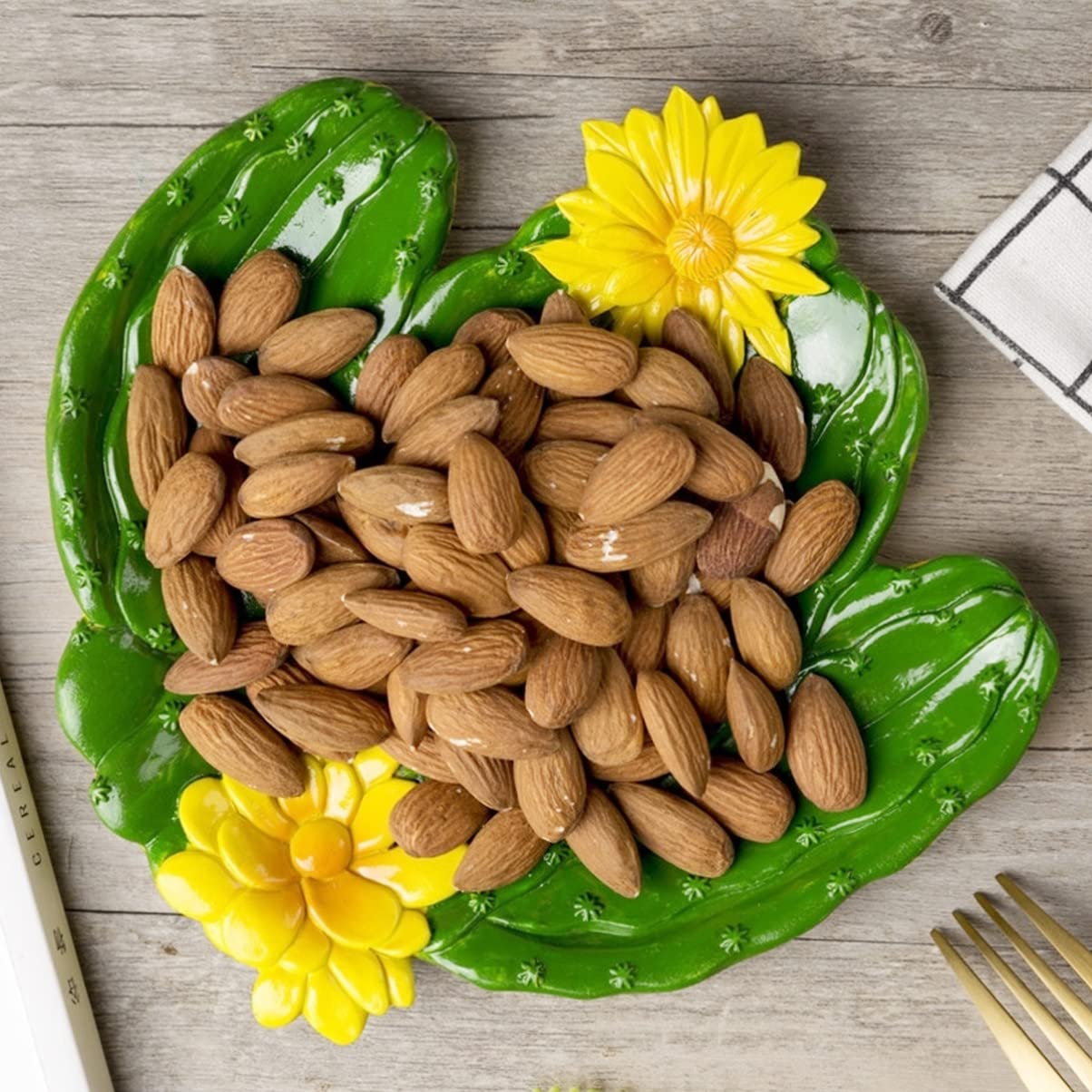 Cabilock Dried Fruit Plate Resin Dried Fruit Dish Simulation Plants Nut Plate Decorative Jewelry Tray Candies Snack Serving Plates for Home Party (Green Cactus) Resin Nut Dish