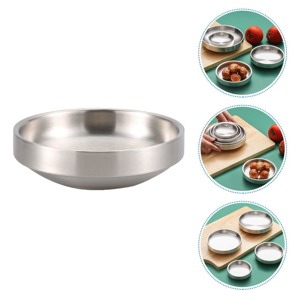 Hemoton Asian Snacks Soup Cereal Bowls Stainless Steel Double- wall Vacuum Insulated Bowl Korean Seasoning Plate Kimchi Dish Cold Dishes Container Appetizer Plates Size S Snack Container