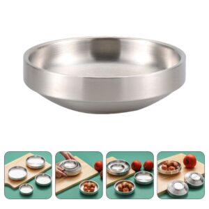 Hemoton Asian Snacks Soup Cereal Bowls Stainless Steel Double- wall Vacuum Insulated Bowl Korean Seasoning Plate Kimchi Dish Cold Dishes Container Appetizer Plates Size S Snack Container