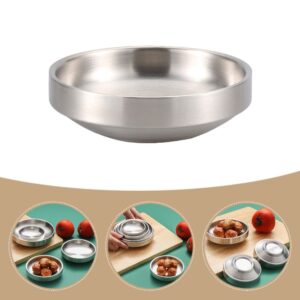 Hemoton Asian Snacks Soup Cereal Bowls Stainless Steel Double- wall Vacuum Insulated Bowl Korean Seasoning Plate Kimchi Dish Cold Dishes Container Appetizer Plates Size S Snack Container