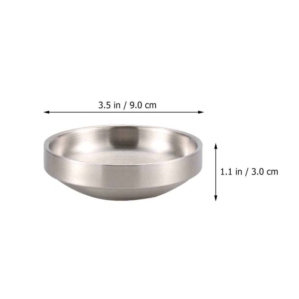 Hemoton Asian Snacks Soup Cereal Bowls Stainless Steel Double- wall Vacuum Insulated Bowl Korean Seasoning Plate Kimchi Dish Cold Dishes Container Appetizer Plates Size S Snack Container