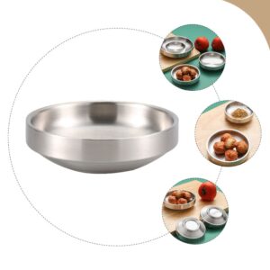 Hemoton Asian Snacks Soup Cereal Bowls Stainless Steel Double- wall Vacuum Insulated Bowl Korean Seasoning Plate Kimchi Dish Cold Dishes Container Appetizer Plates Size S Snack Container