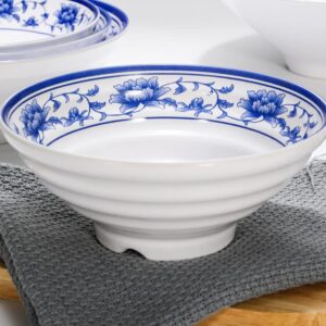 Hemoton Large Soup Bowl 1Pc Melamine Food Serving Bowl Blue and White Chinese Bowls Melamine Ramen Bowls Chinese Style Soup Bowl Porcelain Noodle Serving Bowl Pottery Pho Bowls