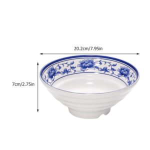 Hemoton Large Soup Bowl 1Pc Melamine Food Serving Bowl Blue and White Chinese Bowls Melamine Ramen Bowls Chinese Style Soup Bowl Porcelain Noodle Serving Bowl Pottery Pho Bowls