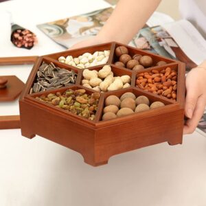 Homoyoyo 1pc Nut Compartment Box Tray Candy Dish Food Containers with Lids Food Serve Plate Candy Serve Holder Candy Serve Plate Fruit Serve Plate Candy Container Grid Storage Box Glass