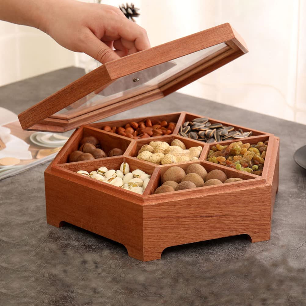 Homoyoyo 1pc Nut Compartment Box Tray Candy Dish Food Containers with Lids Food Serve Plate Candy Serve Holder Candy Serve Plate Fruit Serve Plate Candy Container Grid Storage Box Glass