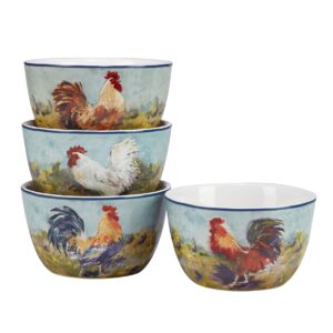 Certified International Rooster Meadow 24 oz. Ice Cream/Dessert Bowls, Set of 4