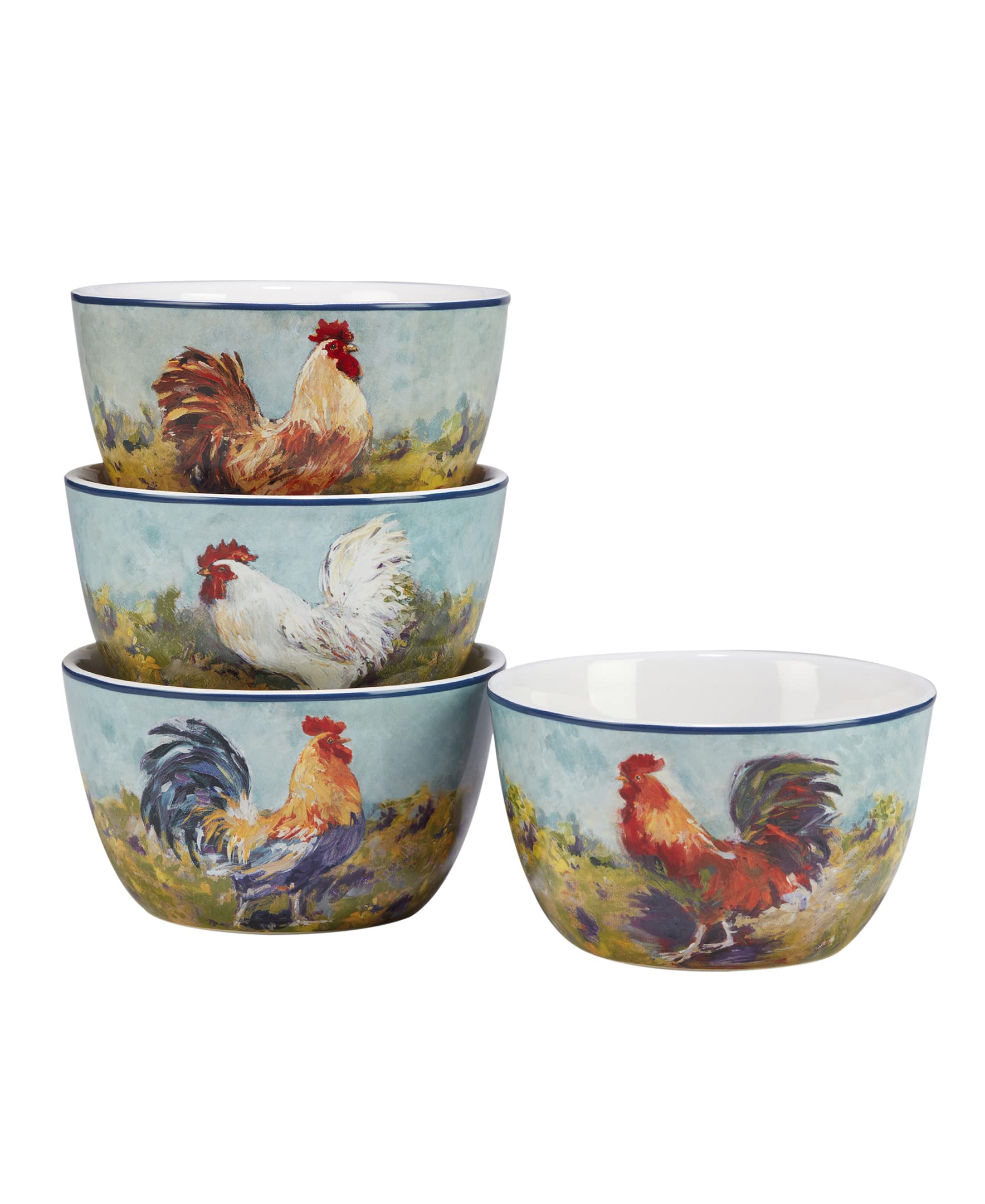 Certified International Rooster Meadow 24 oz. Ice Cream/Dessert Bowls, Set of 4