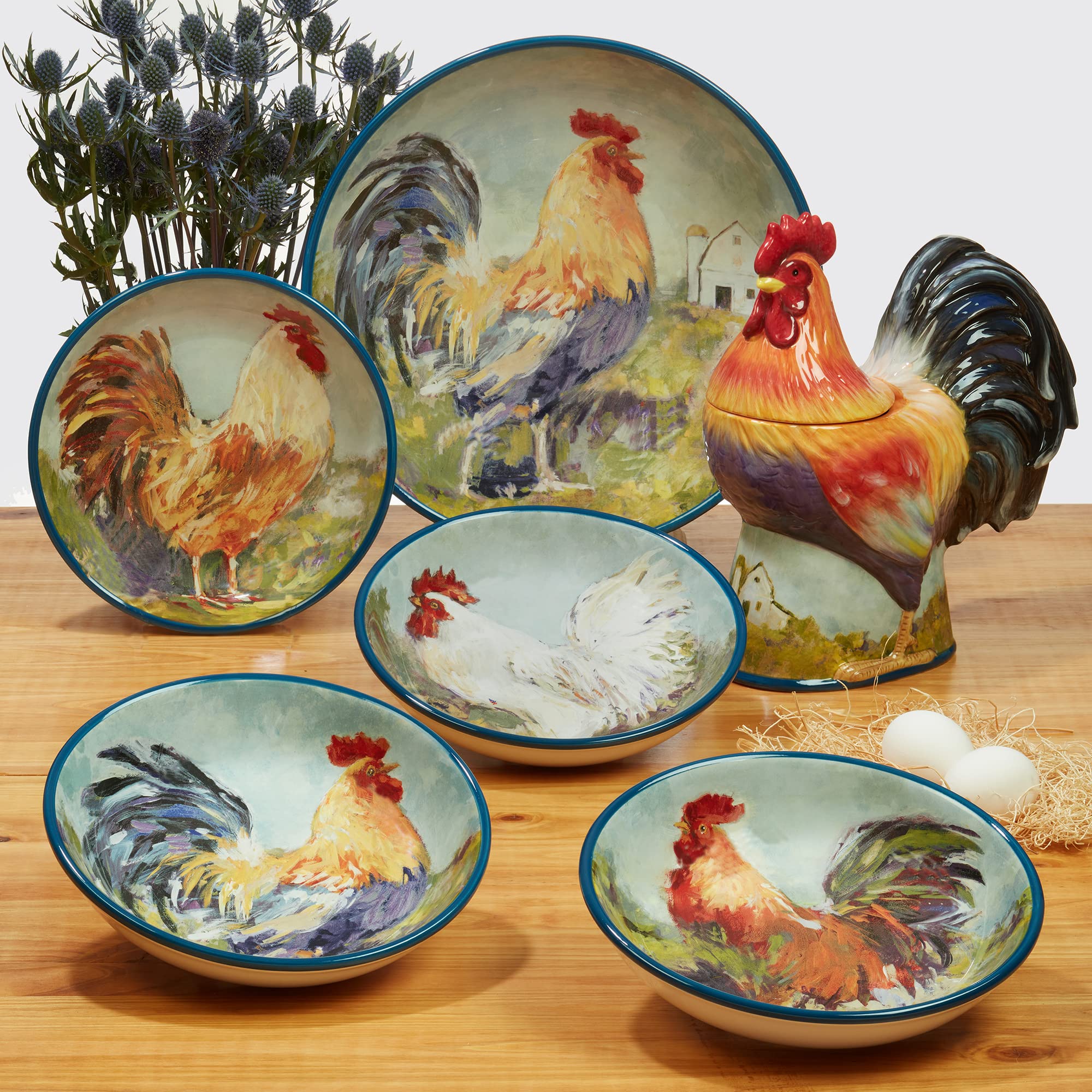 Certified International Rooster Meadow 24 oz. Ice Cream/Dessert Bowls, Set of 4