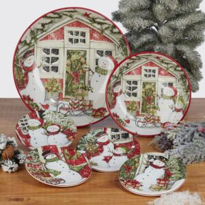 Certified International Snowman's Farmhouse 9" Soup/Cereal Bowls, Set of 4