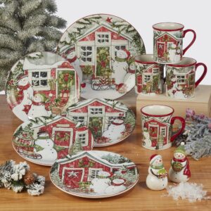 Certified International Snowman's Farmhouse 9" Soup/Cereal Bowls, Set of 4