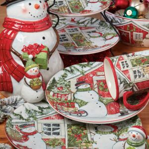 Certified International Snowman's Farmhouse 9" Soup/Cereal Bowls, Set of 4