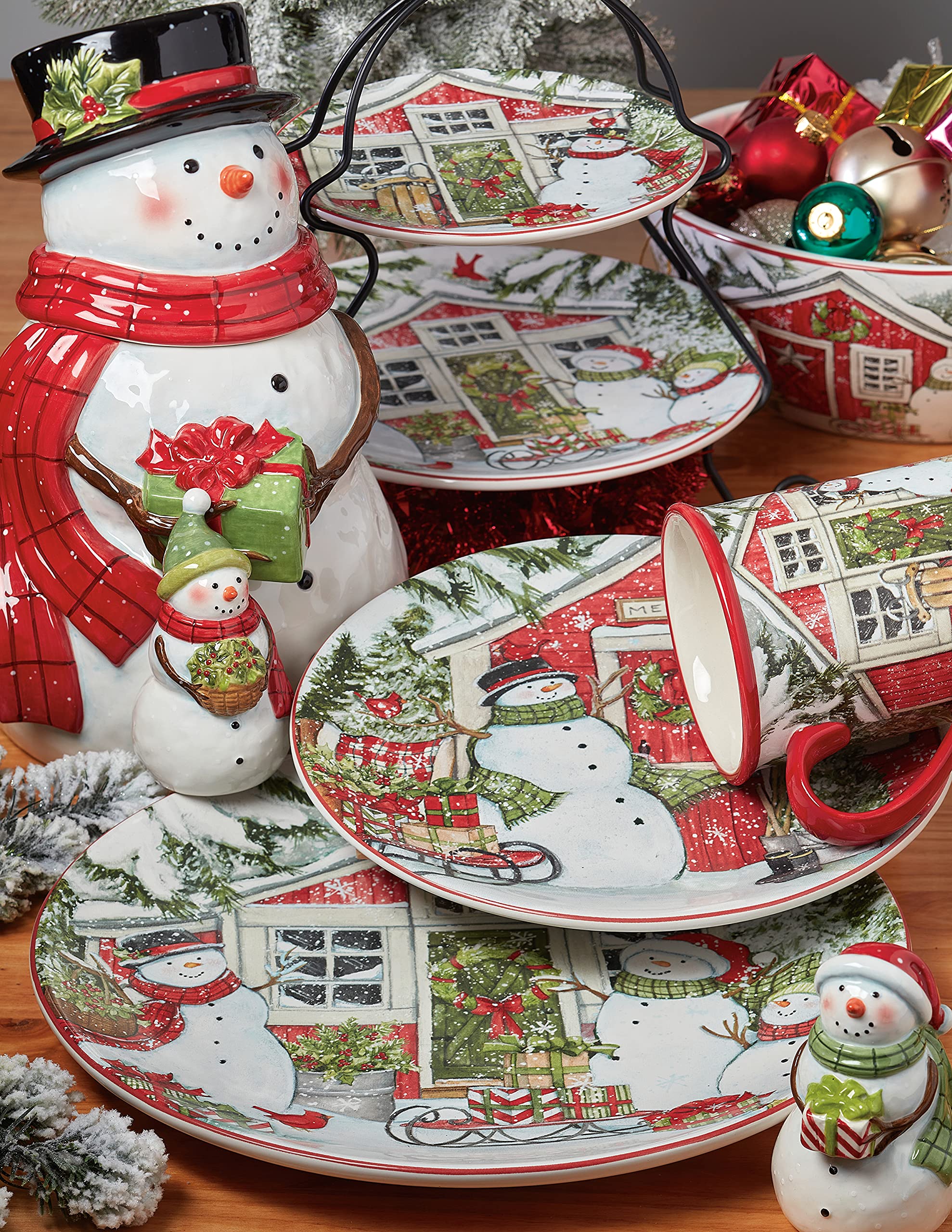 Certified International Snowman's Farmhouse 9" Soup/Cereal Bowls, Set of 4