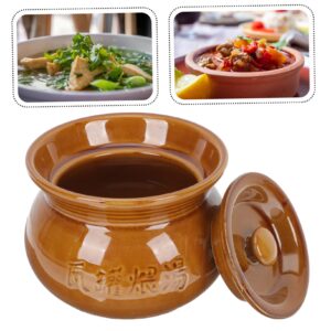 Veemoon 2pcs Ceramic Stew Pot Braised Ceramics Stew Bowl