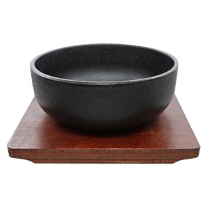 1 set cooking wood cooker food cast bibimbap cookware clay casserole sizzling stew tray pot stone iron rice korean household soup base with bowl style for kitchen induction ramen