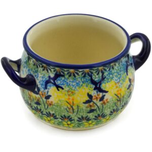 authentic polish pottery 12 oz bouillon cup (birds in the sunset theme) signature unikat + certificate of authenticity