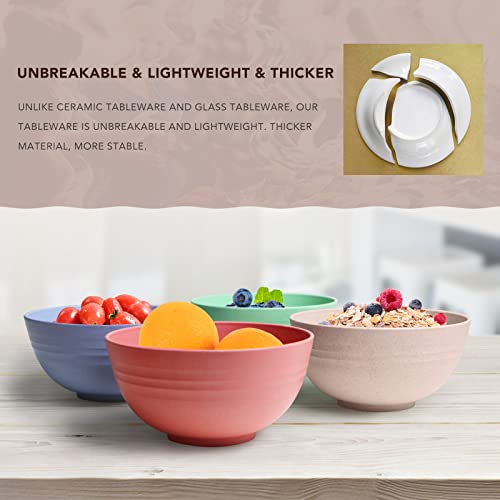 greenandlife Lightweight & Unbreakable Wheat Straw Bowl - Noodle Fruit Soup Bowl Rice Bowls Dishwasher Microwave Safe Cereal Bowl sets 4pcs