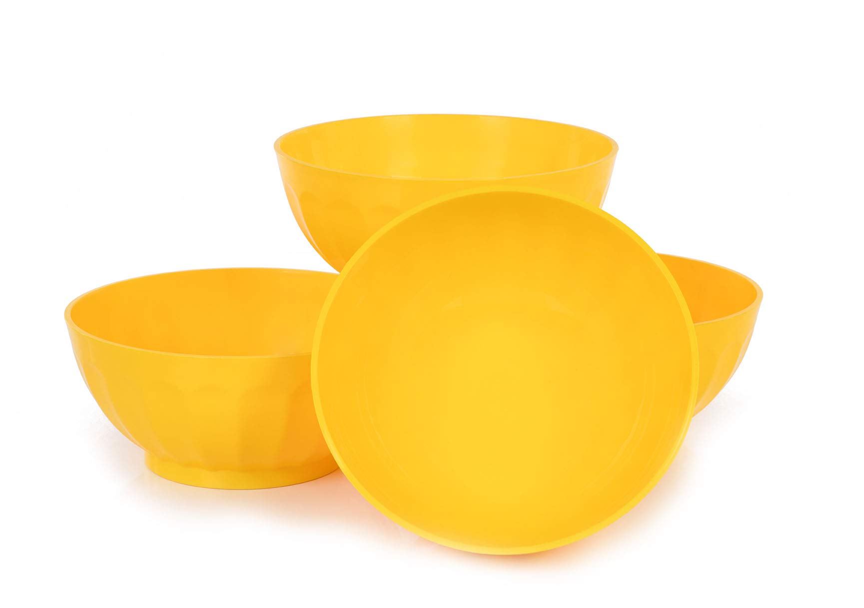 Mintra Unbreakable Plastic Bowl, YELLOW 4pk - Large, 1.8L, 60oz, 7.75inW x 3.25inH - (Part Of A Set) - Salad, Snacks, Breakfast Cereal, Fruit, Popcorn, Soup, Colorful, Shatterproof, BPA Free