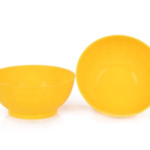 Mintra Unbreakable Plastic Bowl, YELLOW 4pk - Large, 1.8L, 60oz, 7.75inW x 3.25inH - (Part Of A Set) - Salad, Snacks, Breakfast Cereal, Fruit, Popcorn, Soup, Colorful, Shatterproof, BPA Free