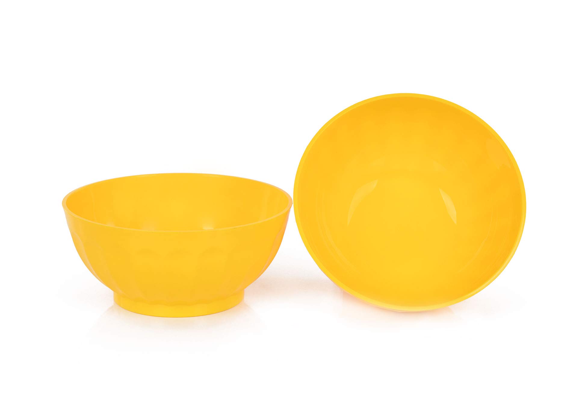 Mintra Unbreakable Plastic Bowl, YELLOW 4pk - Large, 1.8L, 60oz, 7.75inW x 3.25inH - (Part Of A Set) - Salad, Snacks, Breakfast Cereal, Fruit, Popcorn, Soup, Colorful, Shatterproof, BPA Free