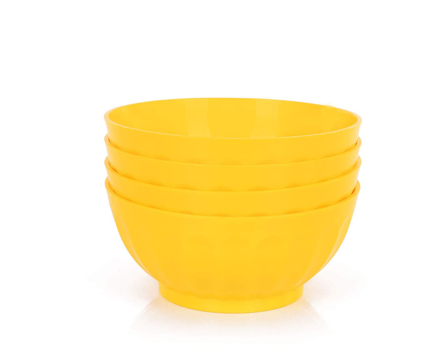 Mintra Unbreakable Plastic Bowl, YELLOW 4pk - Large, 1.8L, 60oz, 7.75inW x 3.25inH - (Part Of A Set) - Salad, Snacks, Breakfast Cereal, Fruit, Popcorn, Soup, Colorful, Shatterproof, BPA Free