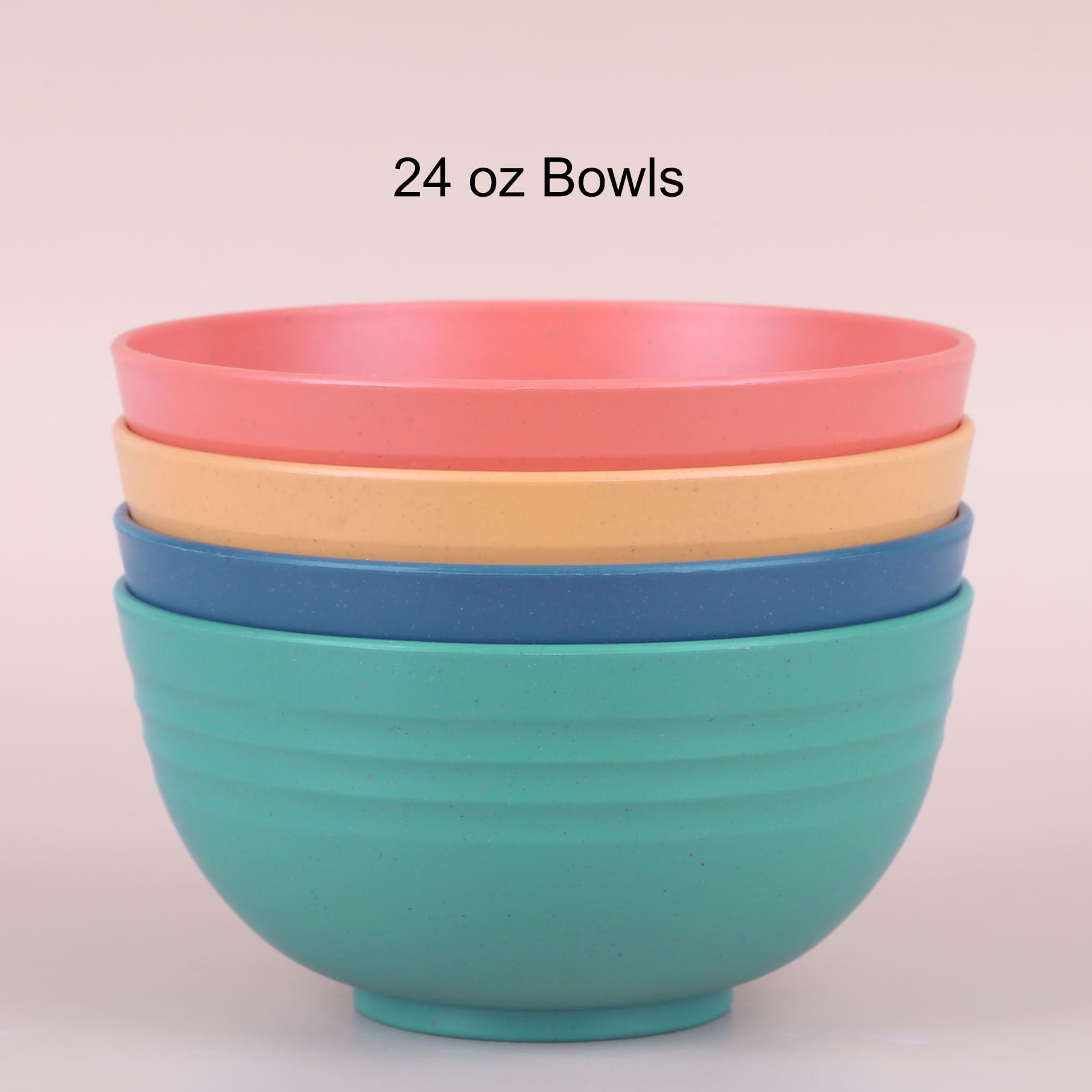 LuckyZone Unbreakable Cereal Bowls - 24 oz Reusable Wheat Straw Bowl Set of 4 - Dishwasher & Microwave Safe - Perfect for Cereal, Soup and Rice - BPA Free, Healthy & Eco-Friendly (4 Color_H)