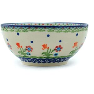 Polish Pottery Rice Bowl 5-inch Spring Flowers