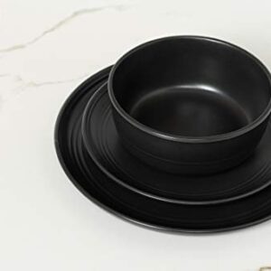 Double Line 6.25"/24 oz Cereal Bowl, Set of 6, Matte Black