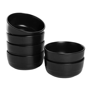 double line 6.25"/24 oz cereal bowl, set of 6, matte black