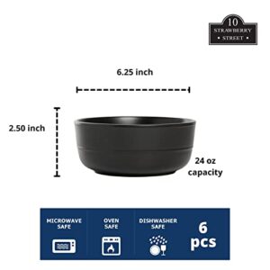 Double Line 6.25"/24 oz Cereal Bowl, Set of 6, Matte Black