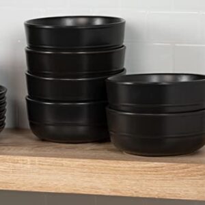 Double Line 6.25"/24 oz Cereal Bowl, Set of 6, Matte Black