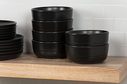 Double Line 6.25"/24 oz Cereal Bowl, Set of 6, Matte Black