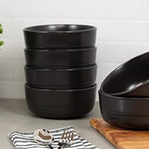 Double Line 6.25"/24 oz Cereal Bowl, Set of 6, Matte Black