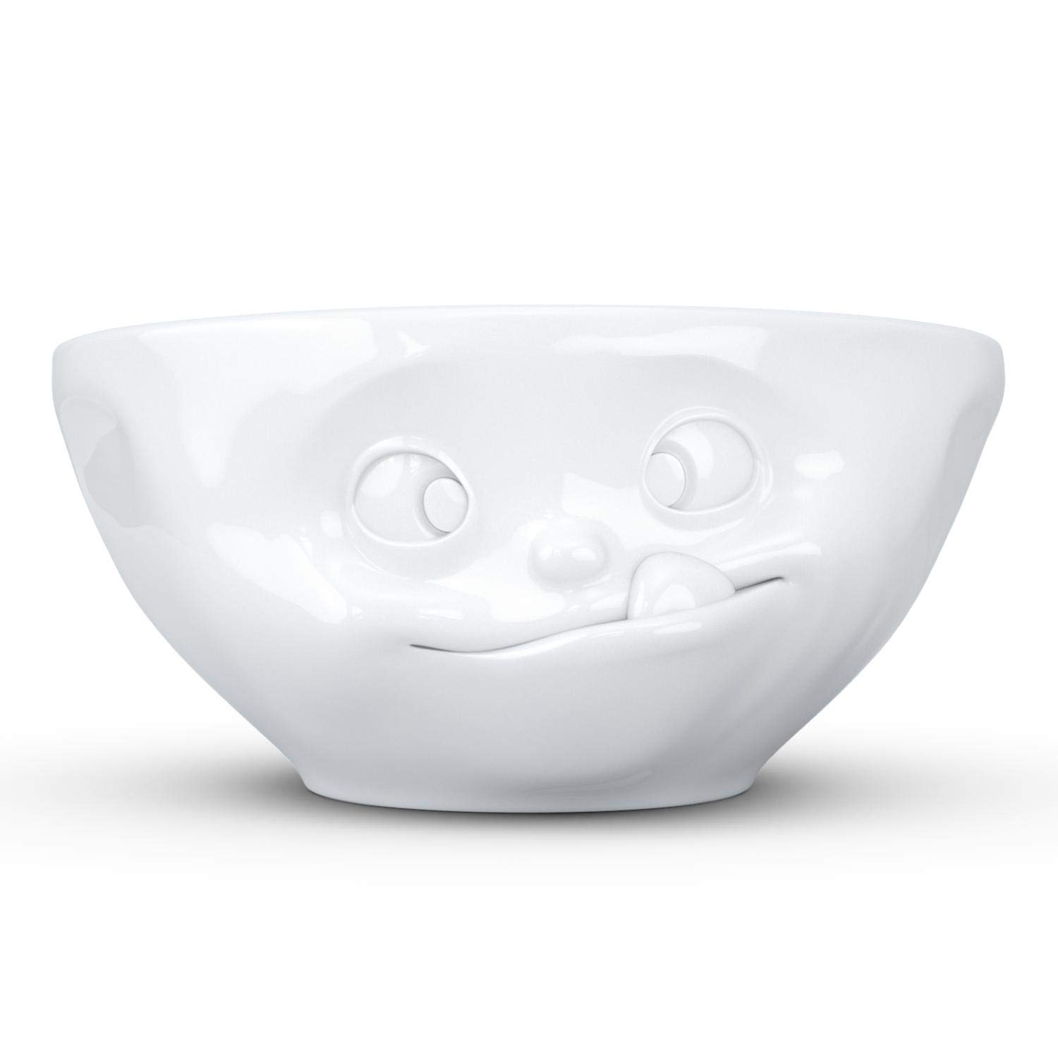 FIFTYEIGHT PRODUCTS TASSEN Porcelain Bowl, Tasty Face Edition, 11 oz. White (Single Bowl) Medium Bowl for Soup Cereal