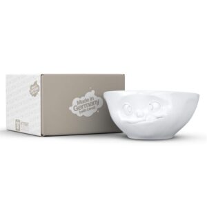 FIFTYEIGHT PRODUCTS TASSEN Porcelain Bowl, Tasty Face Edition, 11 oz. White (Single Bowl) Medium Bowl for Soup Cereal