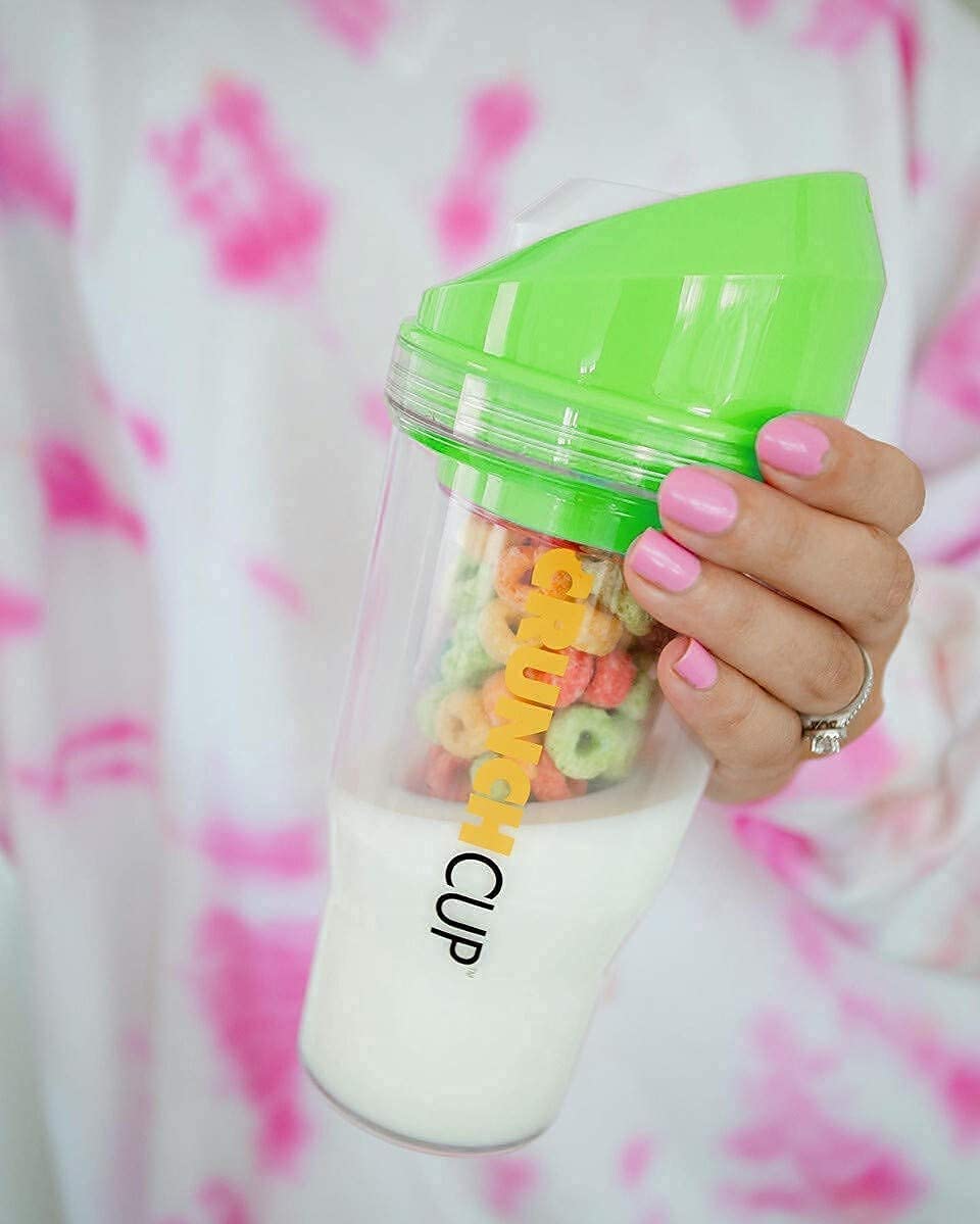 CRUNCHCUP Bundle & Save 15% on Two Portable Cereal Tumblers - No Spoon, No Bowl, It's Cereal on the Go [Green & White]