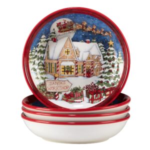 certified international santa's workshop 5.25" soup/cereal bowls, set of 4