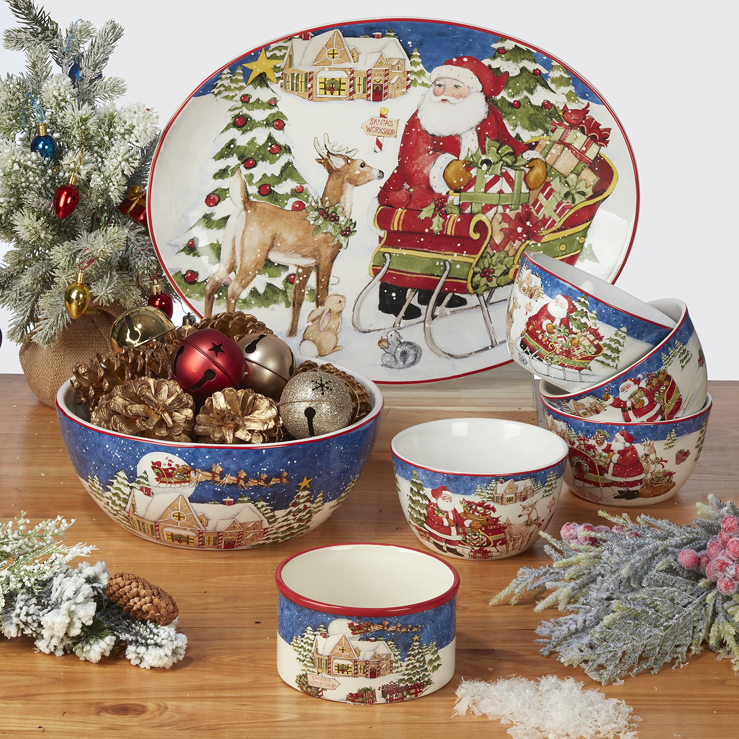 Certified International Santa's Workshop 5.25" Soup/Cereal Bowls, Set of 4