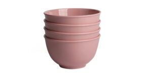 m&b gwpp melamine plastic cereal bowls, 30 oz soup bowls, dessert bowl set of 4 for serving salad, ice cream, snack, oatmeal, soup, noodle, ramen, fruits (pink)