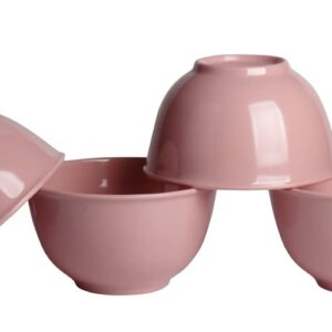 M&B GWPP Melamine Plastic Cereal Bowls, 30 oz Soup Bowls, Dessert Bowl set of 4 for Serving Salad, Ice Cream, Snack, Oatmeal, Soup, Noodle, Ramen, Fruits (Pink)