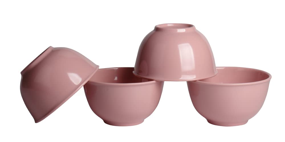 M&B GWPP Melamine Plastic Cereal Bowls, 30 oz Soup Bowls, Dessert Bowl set of 4 for Serving Salad, Ice Cream, Snack, Oatmeal, Soup, Noodle, Ramen, Fruits (Pink)