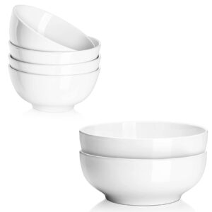 dowan bowls set of 6, 2.8 quart large serving pasta bowls（2 packs & 22 oz cereal salad bowls (4 pack), deep soup bowls for family, party, 9.5 inch, white