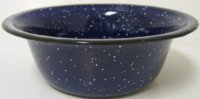 blue speckle cereal bowl - enamelware