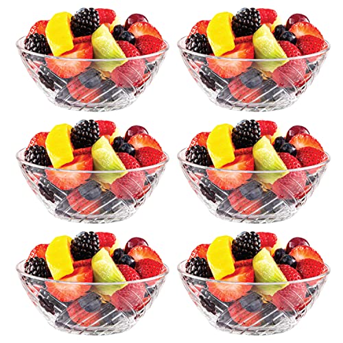 Vikko Glass Bowls, Set of 6 Decorative Glass Dessert Bowls, 10.75 Ounce Glass Dish for Dessert, Candy, Kitchen Prep, Dishwasher Safe