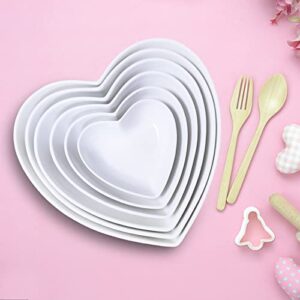 Keponbee Big Heart Shaped Bowls 2pcs Porcelain White Heart-shaped Dish for Desserts/Salad/Fruit/Pasta or Romantic Dinner, 9Inch