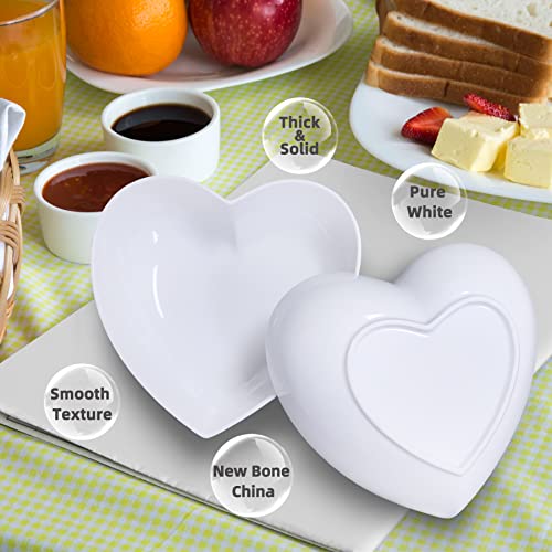 Keponbee Big Heart Shaped Bowls 2pcs Porcelain White Heart-shaped Dish for Desserts/Salad/Fruit/Pasta or Romantic Dinner, 9Inch