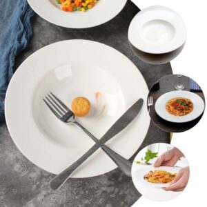 BESTonZON Rim Pasta Bowls Soup Bowl Porcelain Rimmed Deep Plate Ceramic Dessert Salad Shallow Bowl Dinner Serving Plate Snack Dish Appetizer Tray for Eating Oven Safe