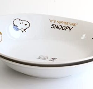 シミズ陶業(Shimizutougyou) Brownpal Snoopy Curry Pasta Plate, Set of 2